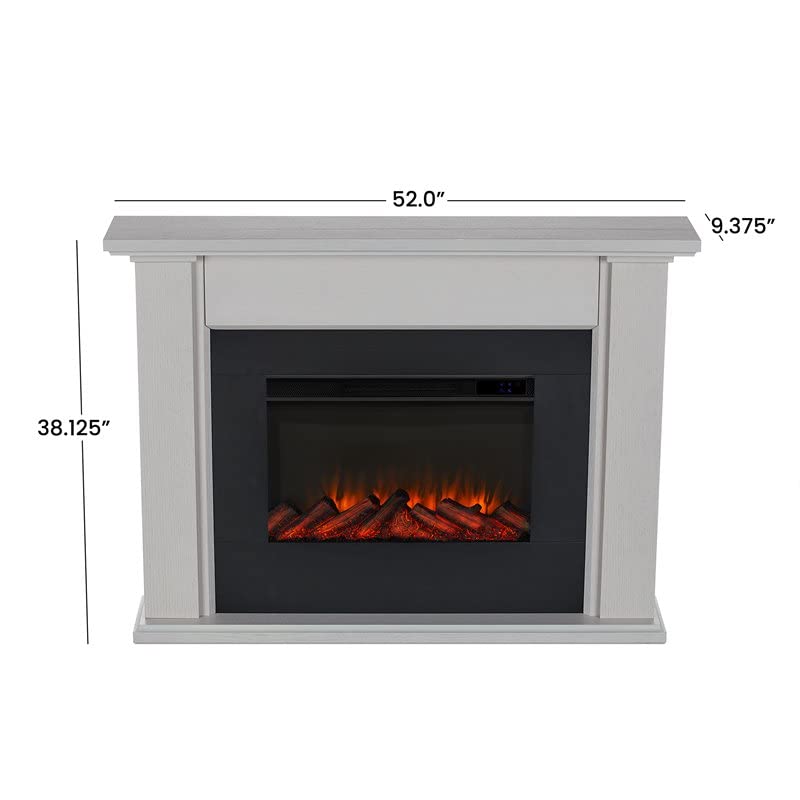 Real Flame Tejon Slim Electric Fireplace with Remote Control - Realistic Fireplace Heater - White Indoor Fireplace (8130E-BNW)