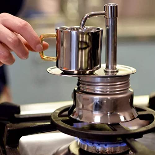 Single Spout Mocha Pot, Stainless Steel Espresso Maker Coffee Pot Lightweight Cafe Maker Portable Outdoor Camping Brewed Coffee Cup for All Electric Ceramic Gas Stovetops(200ml)