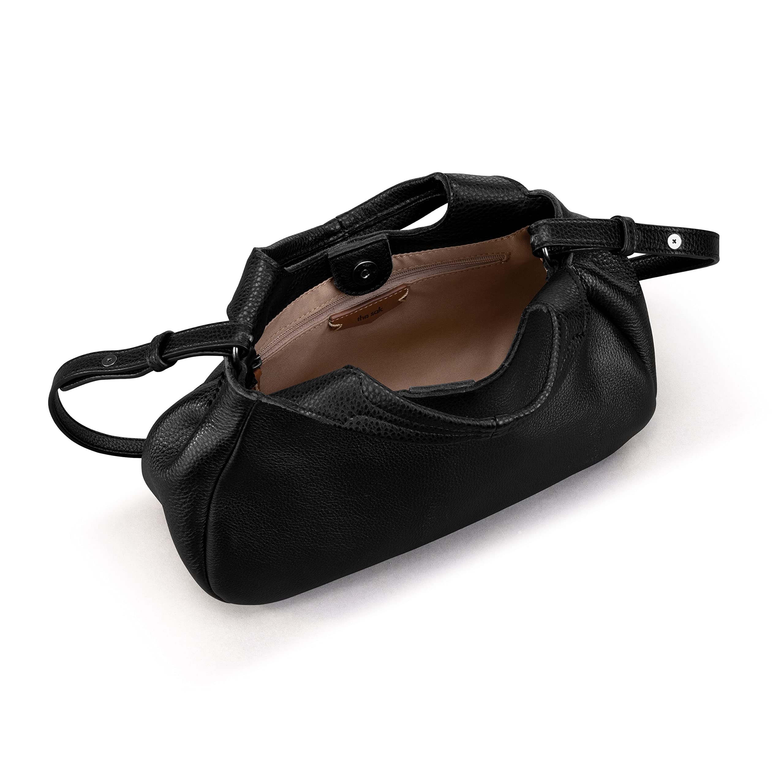 The Sak Rylan Mini Satchel in Leather, Convertible Purse with Adjustable Crossbody Strap, Black