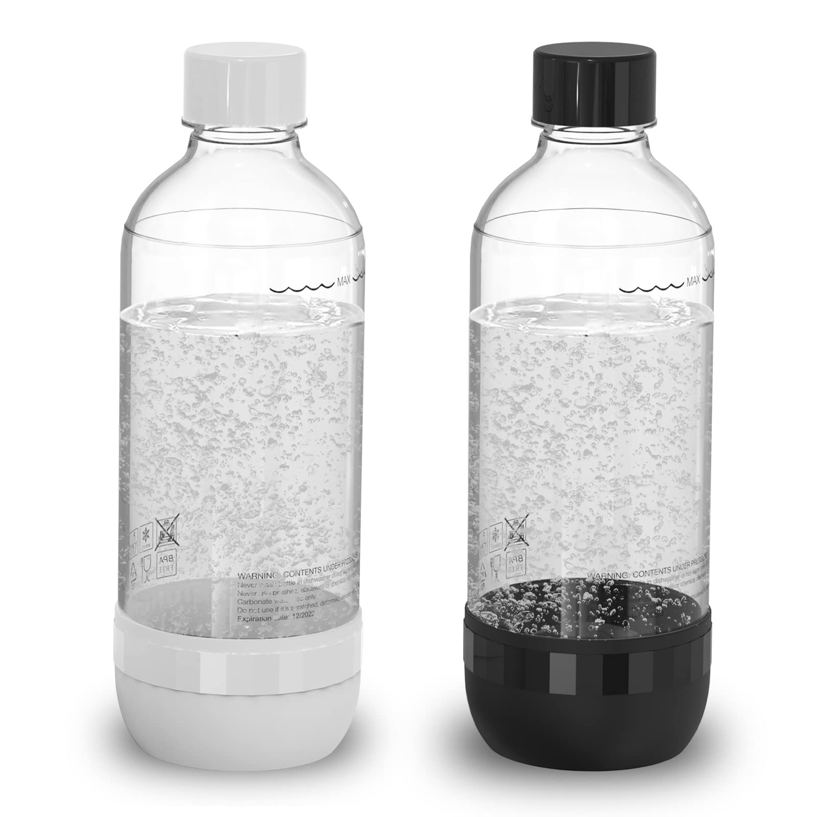pinci Sparkling Water Bottle,Carbonating Bottle,Soda Maker Bottles Compatible for Soda Stream,BPA Free Reusable Bottle(2 Pack 1-Liter)