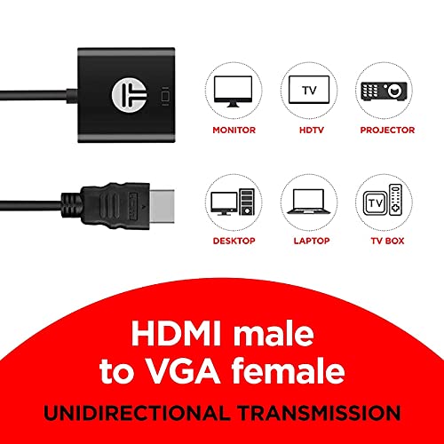 WE LOVE TEC HDMI to VGA (Black) HDMI Male to VGA Female Adapter Compatible with Laptop, Desktop, Computer, PC, Projector, HDT, Monitor, Chromebook and More, 5-Pack