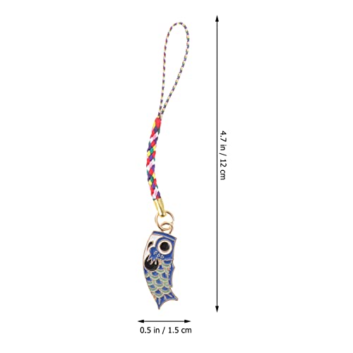 Veemoon 2pcs Cell Phone Charms Chain Japanese Koinobori Carp Streamer Hanging Pendant Phone Lanyard Cell Phone Strap for Phones ID Badge Bags Decor