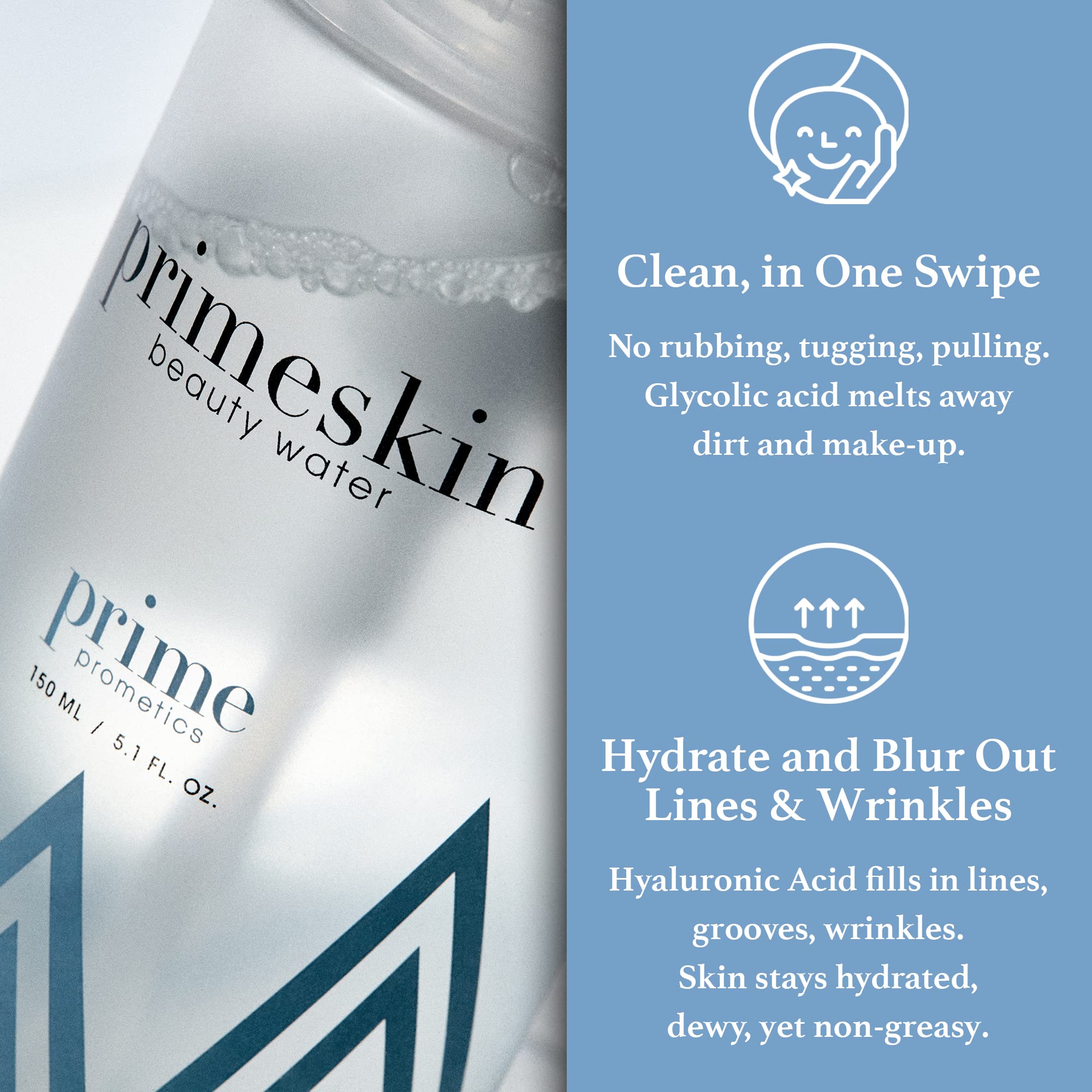 Prime Prometics PrimeSkin Beauty Water β Deeply Hydrating Pro-Age Make-Up Remover for Mature Women β Clean, One Swipe β for All Skin Types β pH Balanced, Hypoallergenic