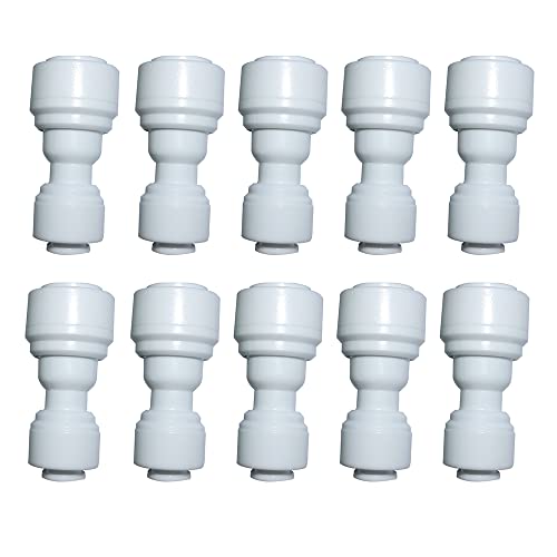YZM Reducing Straight Union 3/8" to 1/4" Quick Connector fittings RO Water Filters set of 10