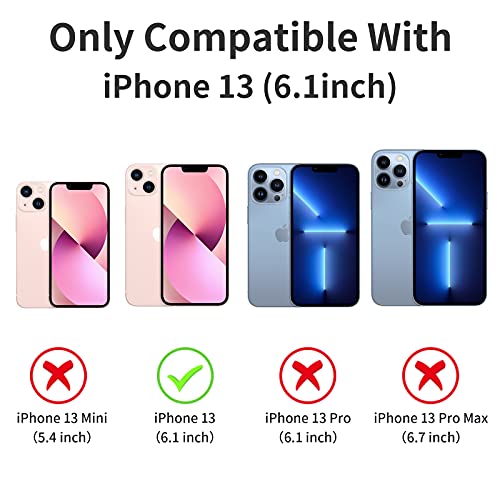 VEGO Compatible for iPhone 13 Case, iPhone 13 Kickstand Case with Slide Camera Cover, Built-in 360° Rotate Ring Stand Magnetic Cover Case for iPhone 13 6.1 inch 2021 - Red
