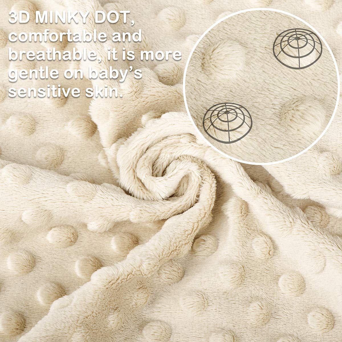 Nozaam - Baby Plush Minky Dot Changing Pad Cover - Ultra-Soft Stretchy Fitted Cover for Standard Nursery Changing Pad (Beige)