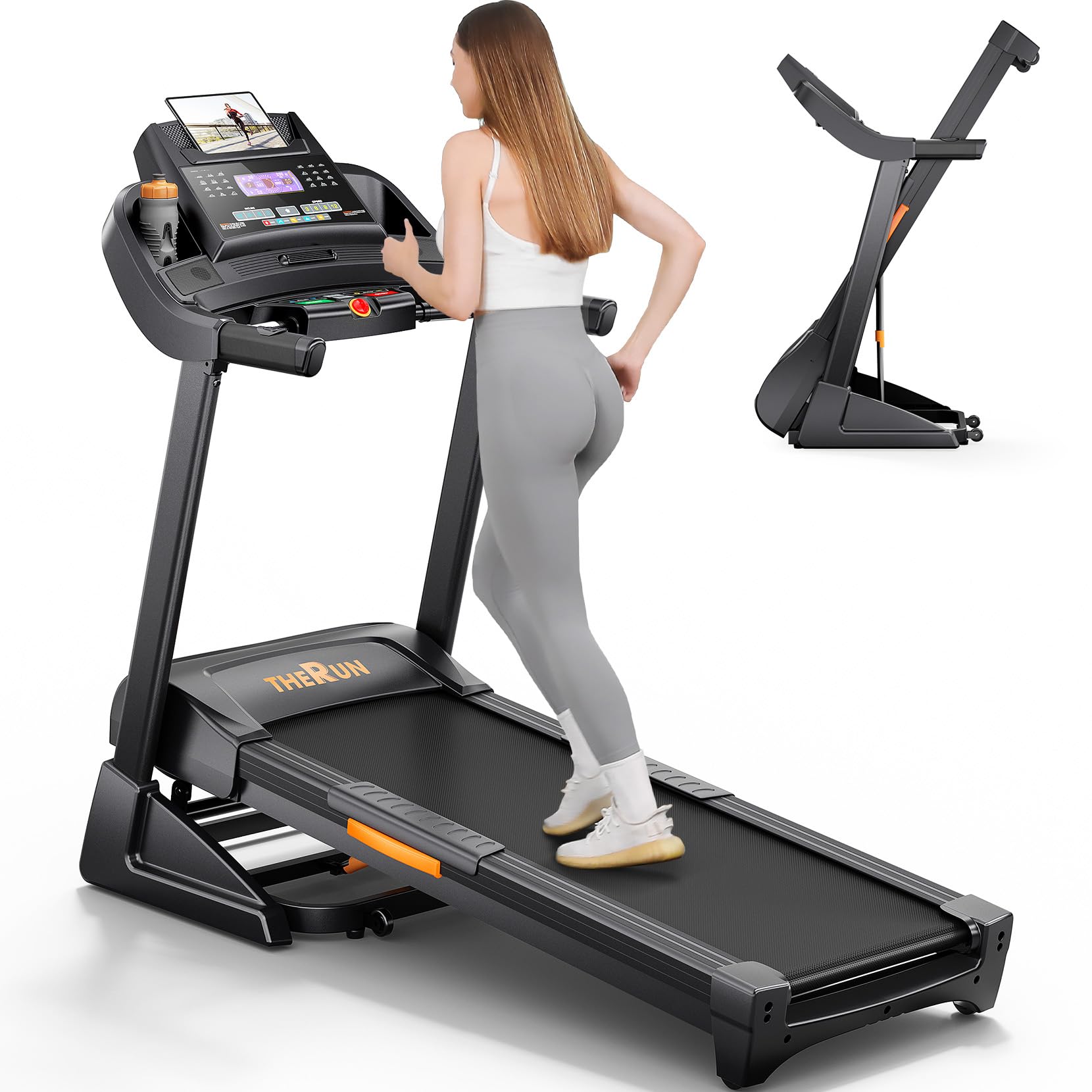 THERUN Treadmill Cover, Dustproof and Waterproof Protective Oxford Cloth Treadmill Cover for Folding Treadmill Gym Machine Black