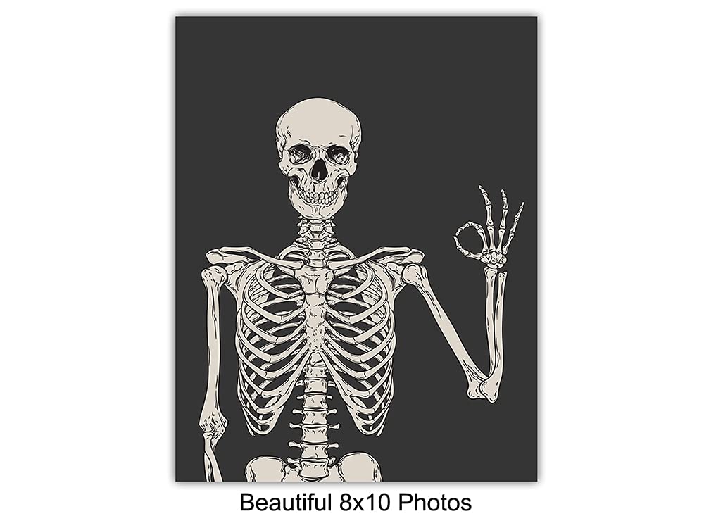 Skeleton Wall Art & Decor - Halloween Wall Decor - Gothic Home Decor - Goth Room Decor - Funny Skull Wall Decor - Pagan Gifts - Bedroom Dorm Man Cave - Men Boys Teens - Witchy Picture Poster Print