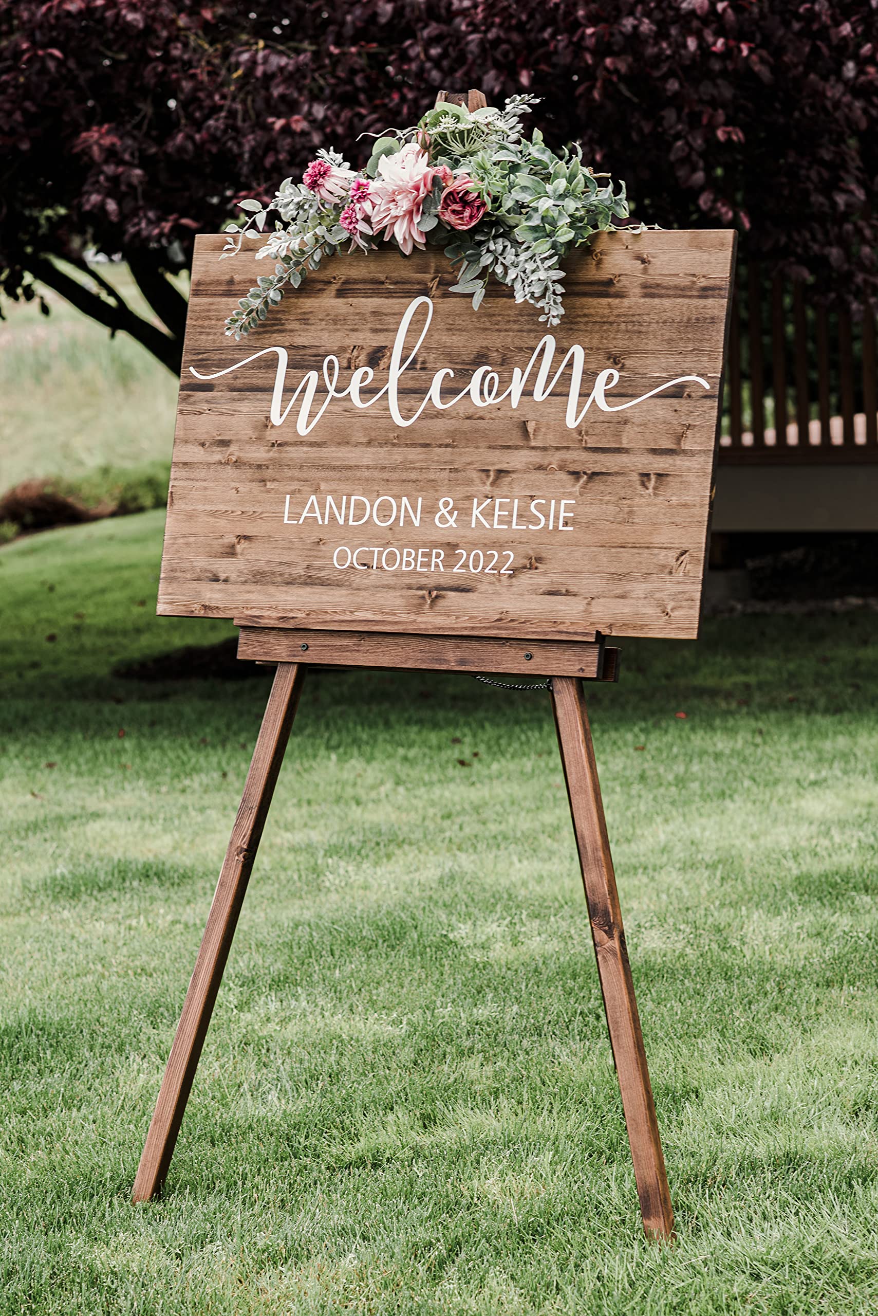 Wooden Easel - Wedding Sign Stand - Floor Easel For Welcome Sign - Large Art Display - Event Signage Holder (68" tall)