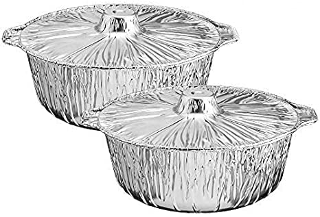 Nicole Fantini Disposable Aluminum Pot With Lid Complete Set Good to use on Stove (3, Small: 3.5Qrtz: 9X5 (LXH)), Silver