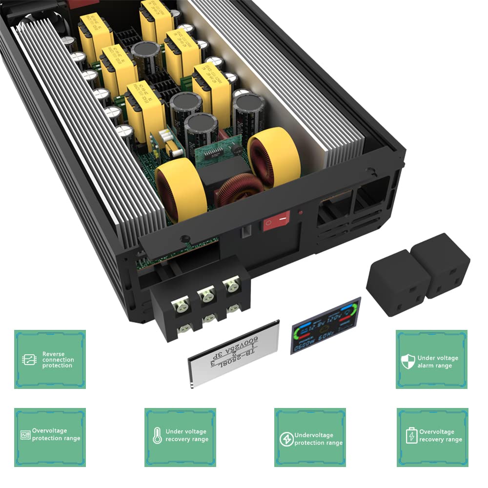 SL Euthtion 3000W/6000W(Peak) Pure Sine Wave Car Power Inverter 12V DC to 120V AC 60HZ with LCD Display, USB Port, Wireless Remote Control（10M for Car Home Laptop Truck