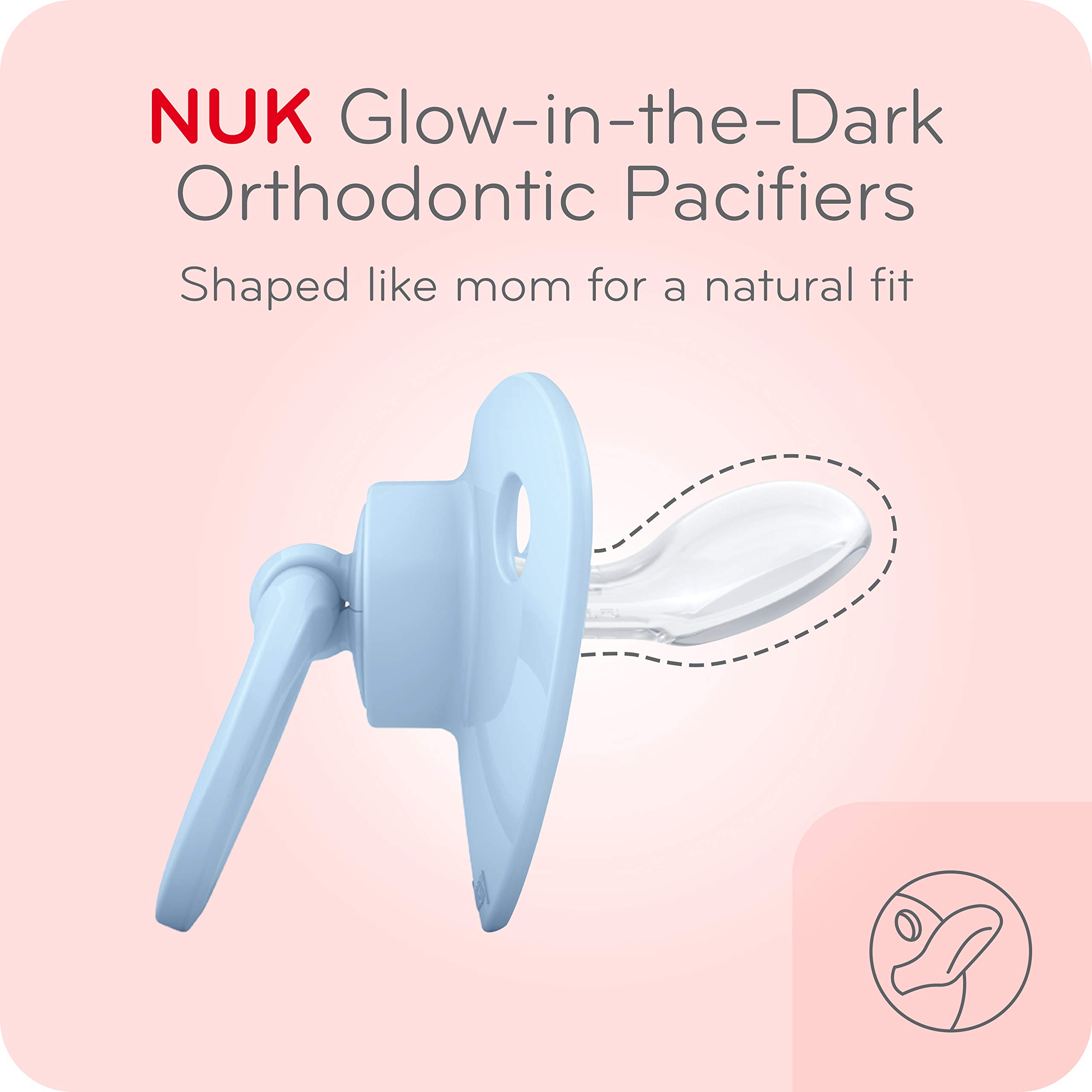 NUK Glow-in-The-Dark Orthodontic Pacifiers, Zebra, 0-6 Month (Pack of 2)