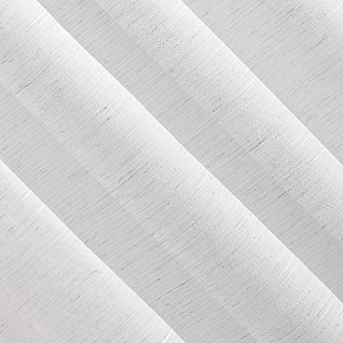 No. 918 Winnie Slub Textured Linen Blend Sheer Tie Top Curtain Panel, 50" x 84", White