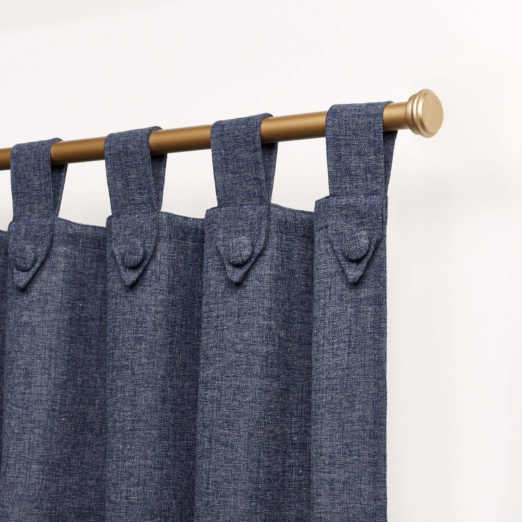 Nicole Miller New York Peterson Cotton Blend Tuxedo Tab Top Light Filtering Curtain Panels, 54"x 84", Indigo, Set of 2