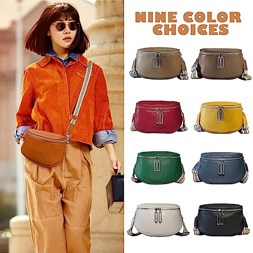 ZOSIVEB Genuine Leather Women's Crossbody Shoulder Sling Bags/Satchel Bag/Cowhide Saddle Bag/Chest Bag/Shoulder Messenger Bag (Black)