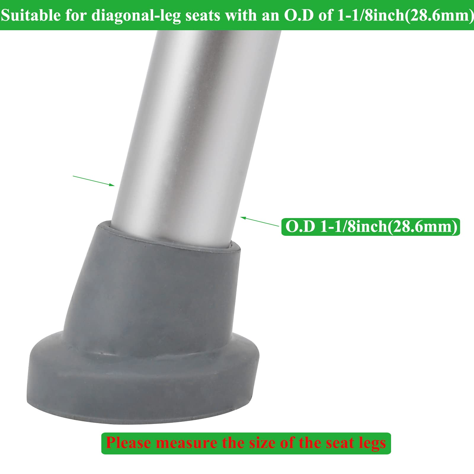 Slope Replacement Feet for Shower Chair Bath Seat, shower stools and transfer bench, non-skid Shower Bench and Tub Transfer Benches Rubber Suction Cup Feet, Metal Insert Reinforced (slope, 1-1/8" I.D)