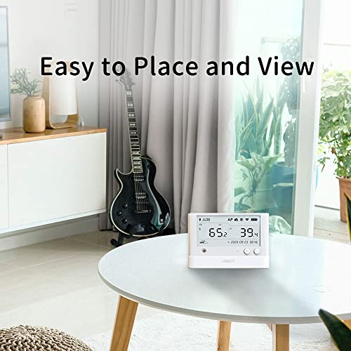 UbiBot WS1Pro WiFi Temperature & Humidity Monitor, No Subscription Fee, 7 * 24 Monitor and Alerts, 4.4” LCD Screen, Work with Alexa, IFTTT