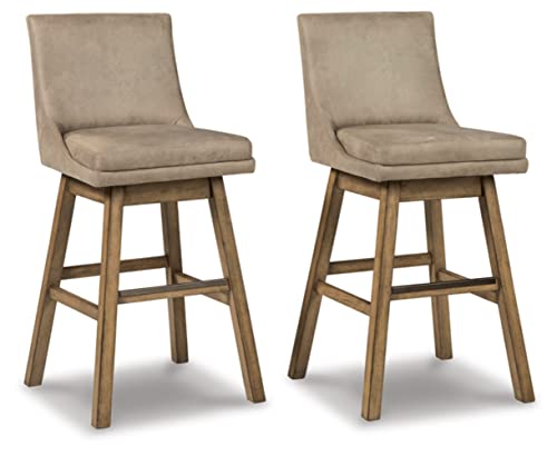 Signature Design by Ashley Tallenger 30" Upholstered Pub Height Bar Stool, 2 Count, Beige