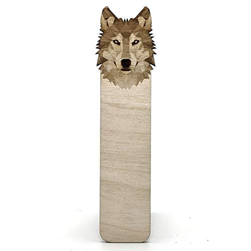 WOLF Engraved Wood Bookmark | Baltic Birch Wooden Geometric Animal Creature Book Mark | Great Gift Idea!