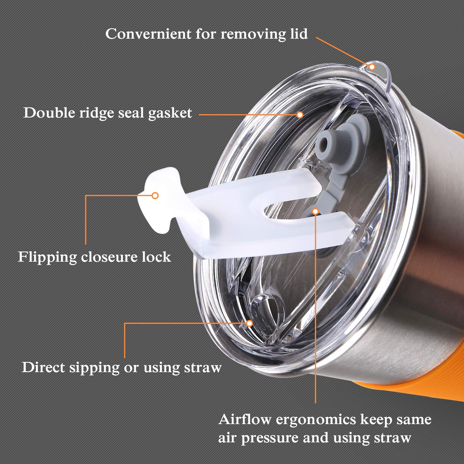 Rommeka Stainless Steel Cups, 5 Pack 16oz Kids Drinking Glasses Spill Proof Metal Tumblers Cups with Lids and Straws for Toddlers and Adults