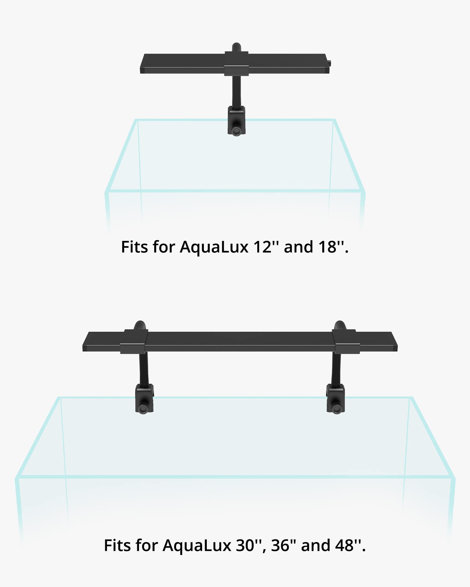 NICREW AquaLux Tank Mount, Adjustable Black Gooseneck Arm Bracket, 2 Pack (Only for NICREW AquaLux Plant LED)