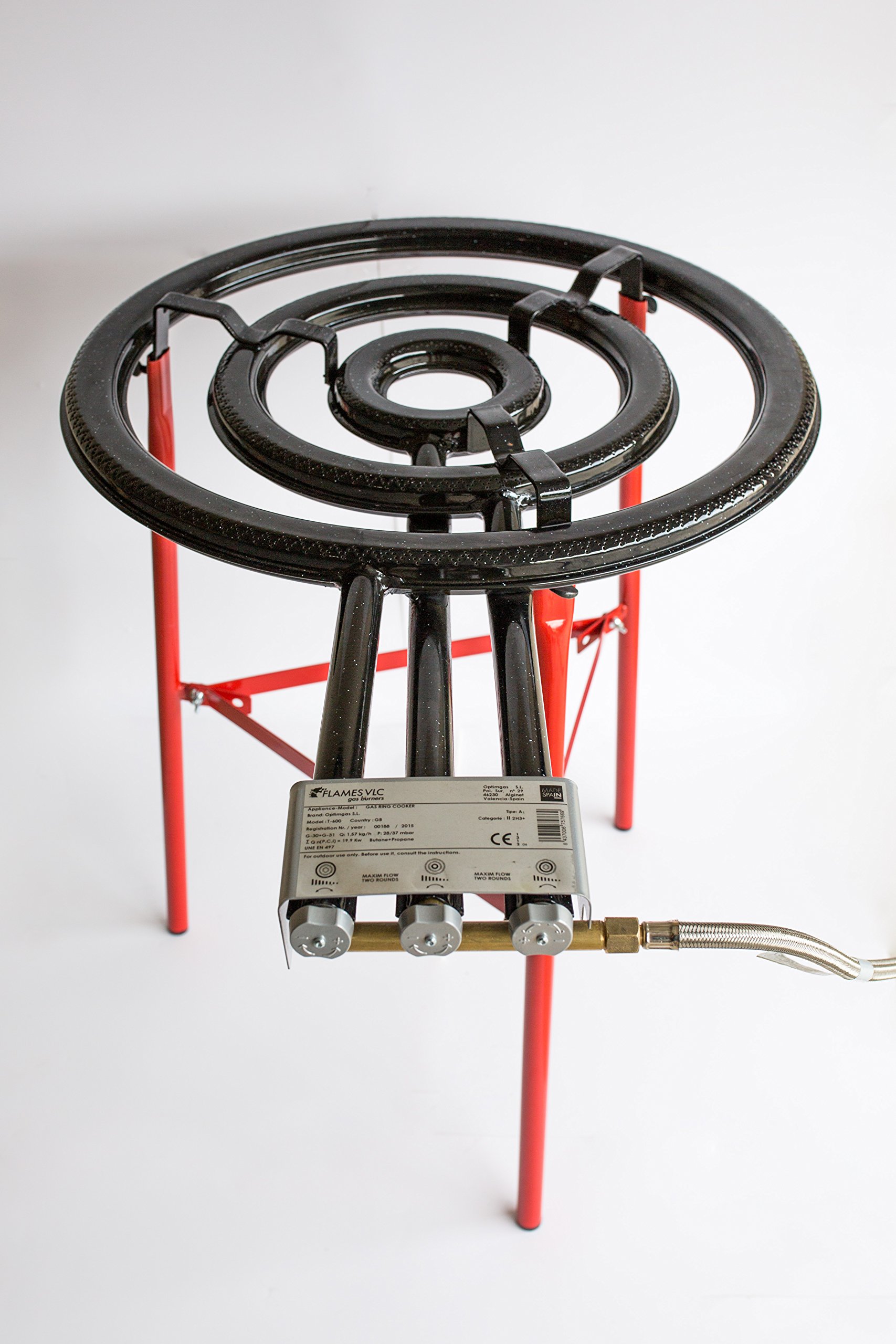 Spanish Paella Kit with Gas Burner & Polished Steel Pan - 32 inch (80 cm) up to 40 servings