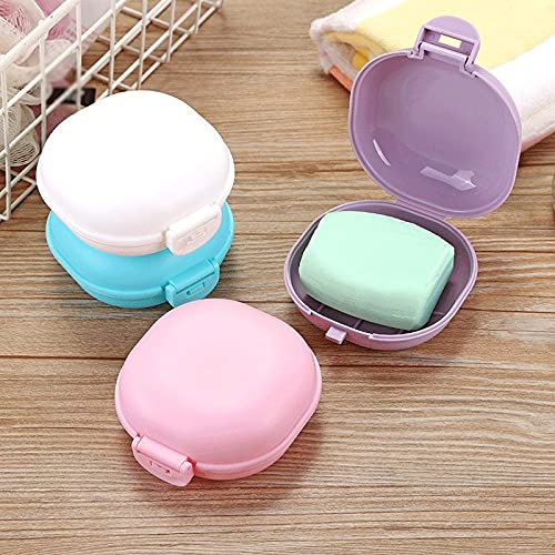 PLMM soap Box, Mini Travel Soap Box with Lid Portable Soap Case Dish Shower Bathroom Drain Soap Container Tray Bathroom Accessories Dustproof (Color : Purple)