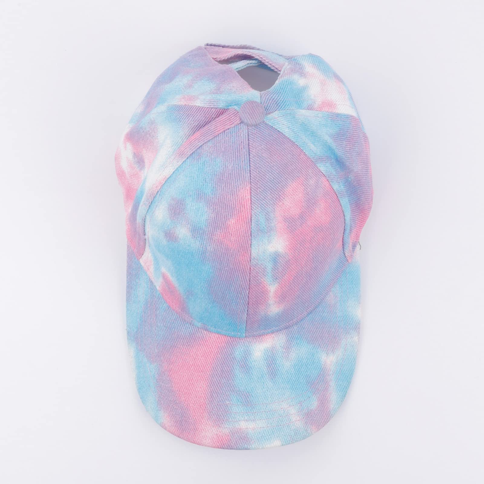 Tie Dye Criss Cross Ponytail Cap Adjustable High Messy Bun Ponycap Hiphop Baseball Cap for Women Men