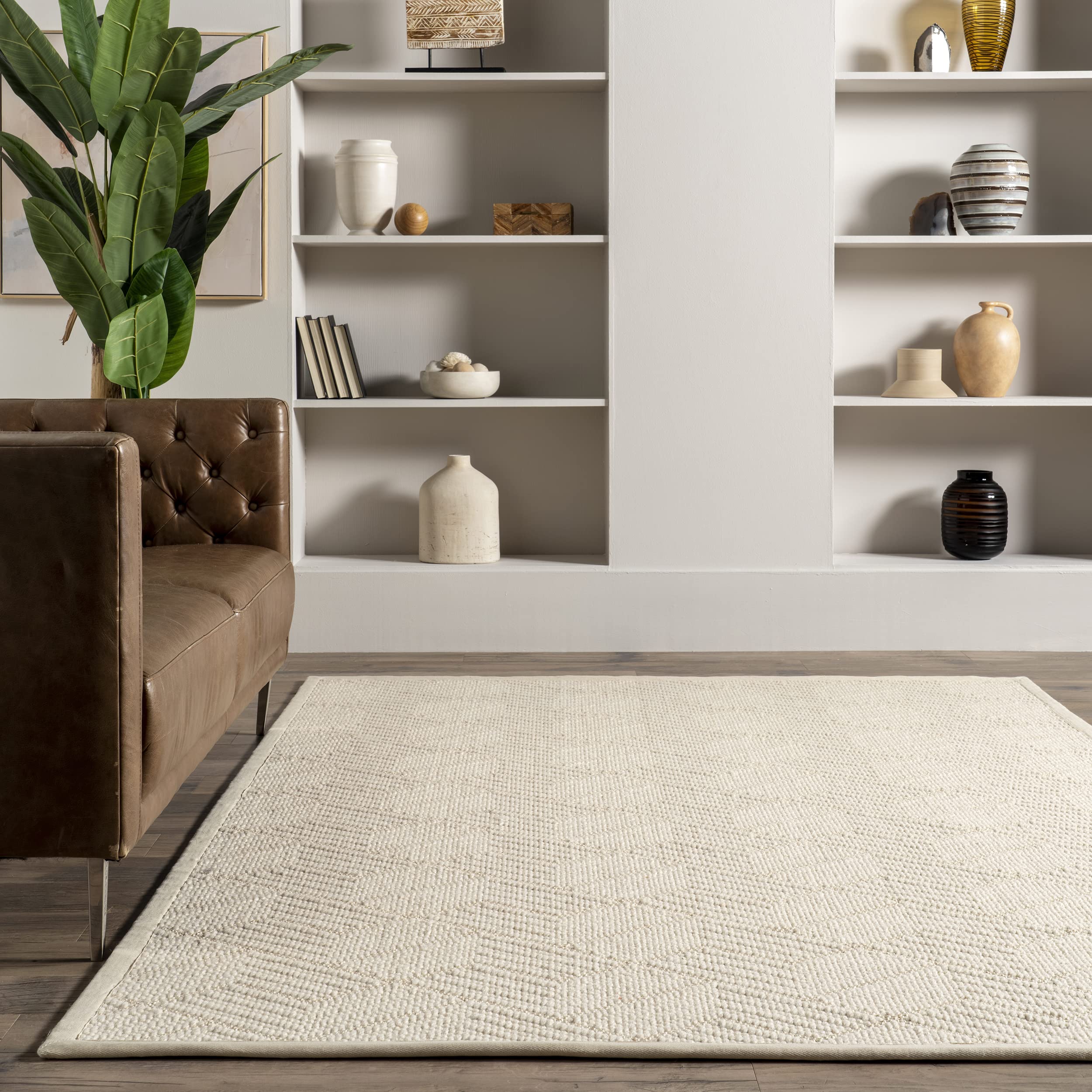 nuLOOM Natural Textured Suzanne Runner Rug, 2' 6" x 6', Cream, Rectangular