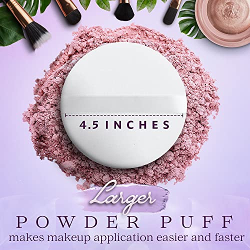 Powder Puffs - Extra Large Jumbo 4.5β - 100% Pure Cotton Soft Fluffy Washable Puff For Makeup Face Body Loose Powder Foundation