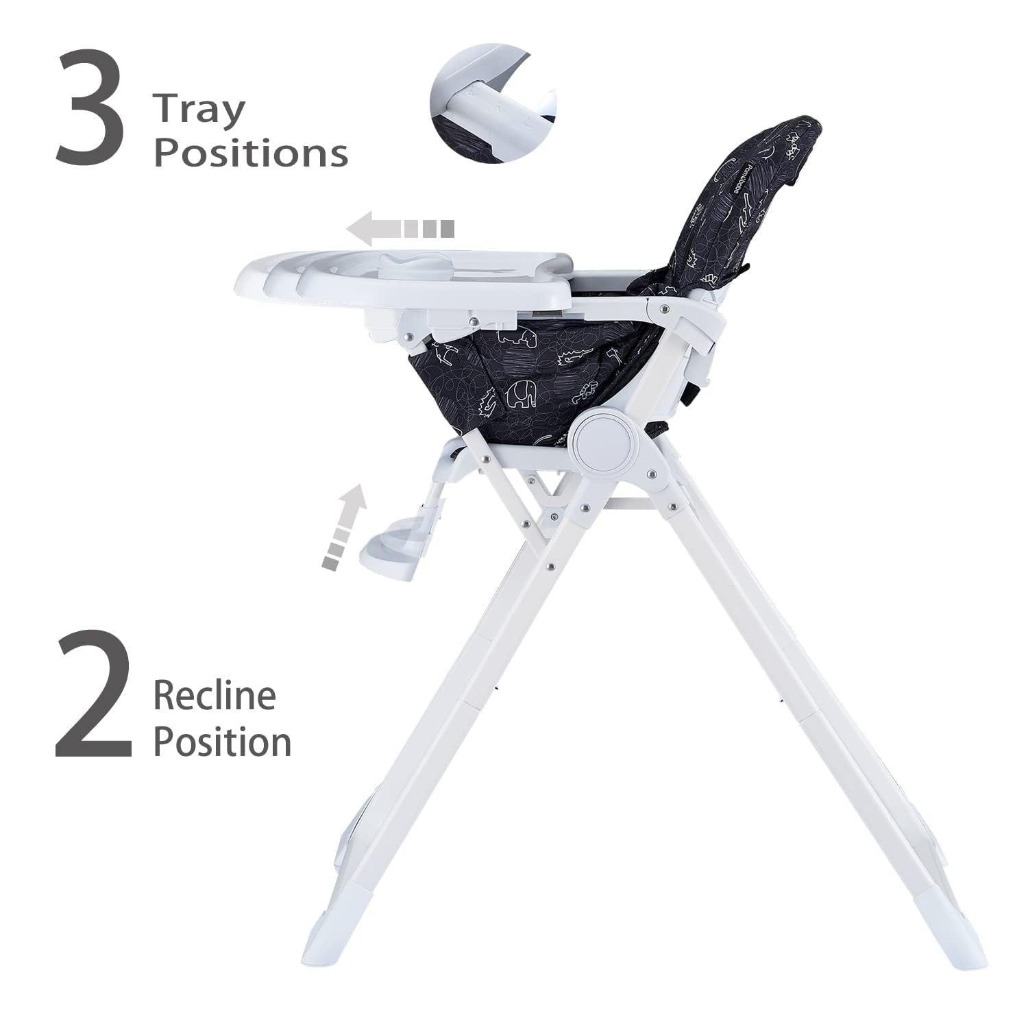 Pamo Babe Slim Snacker High Chair, Ultra Compact High Chair, Whisk Portable Highchair