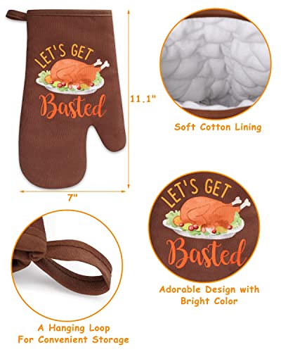 Thanksgiving Apron Mitt and Pot Holder Thanksgiving Kitchen Gift Set Happy Thanksgiving Fall Turkey Cooking Chef Adjustable Baking Apron Funny Housewarming Friendsgiving Wedding Gifts for Women