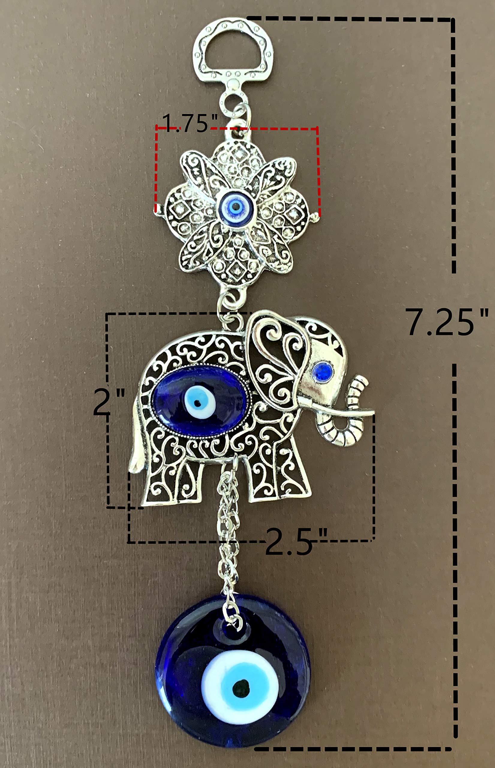 Retro Design Turkish Blue Evil Eye with Lucky Elephant Amulet Home Office Hanging Ornament Blessing Gift -CL08