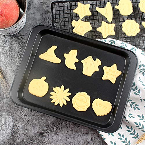 Small Baking Sheet 2 Pack, Shinsin 8 Inch Nonstick Baking Pans for Oven w/Rimmed Border, Professional Reusable Baking Trays for Toaster Oven Replacement