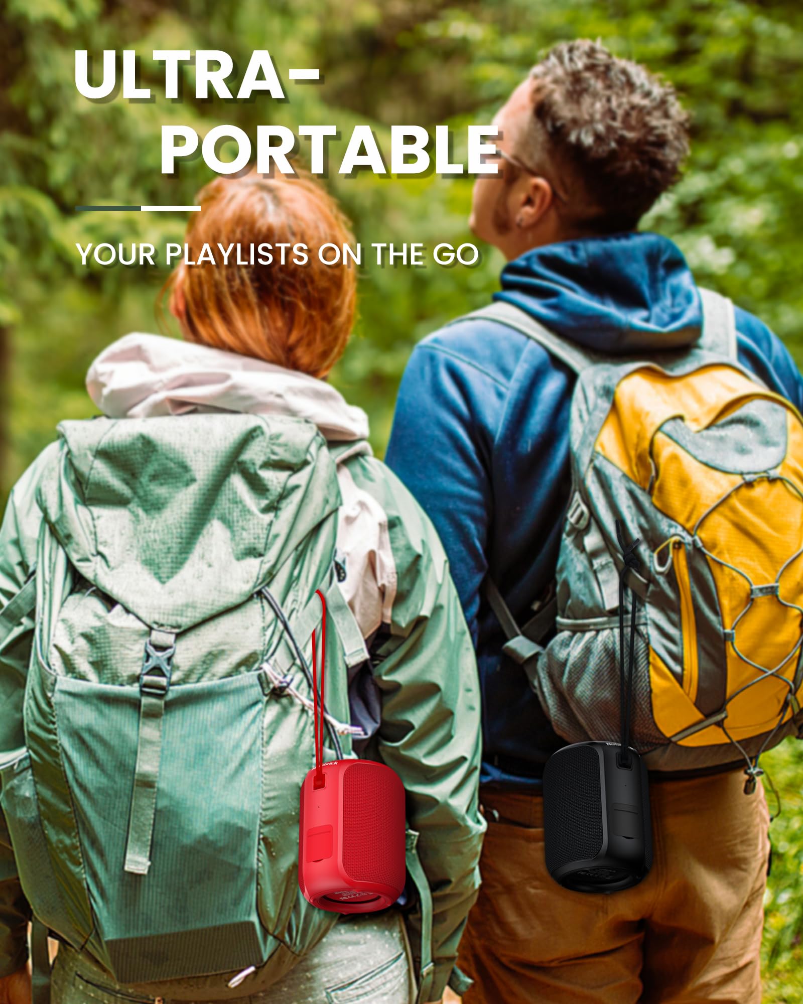 NOTABRICK Bluetooth Speakers,Portable Wireless Speaker with 15W Stereo Sound, IPX6 Waterproof Shower Speaker, Dual Pairs, Portable Speaker for Party Beach Camping