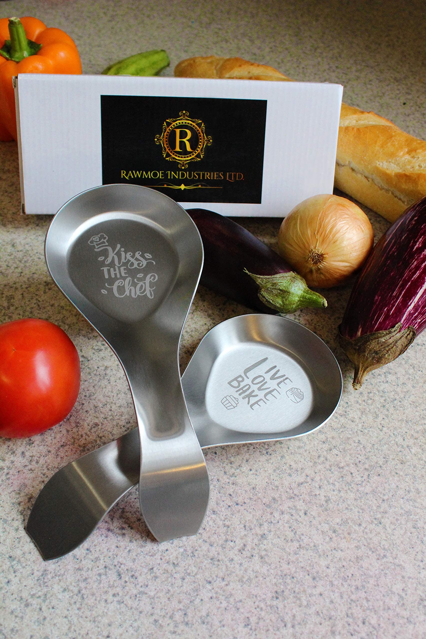 Spoon Rest Kitchen Utensil Holder β Tools For Stove Top And Pot, Stainless Steel With Two Unique Designs Perfect As Gift For Moms And For People That Love Cooking Gadgets