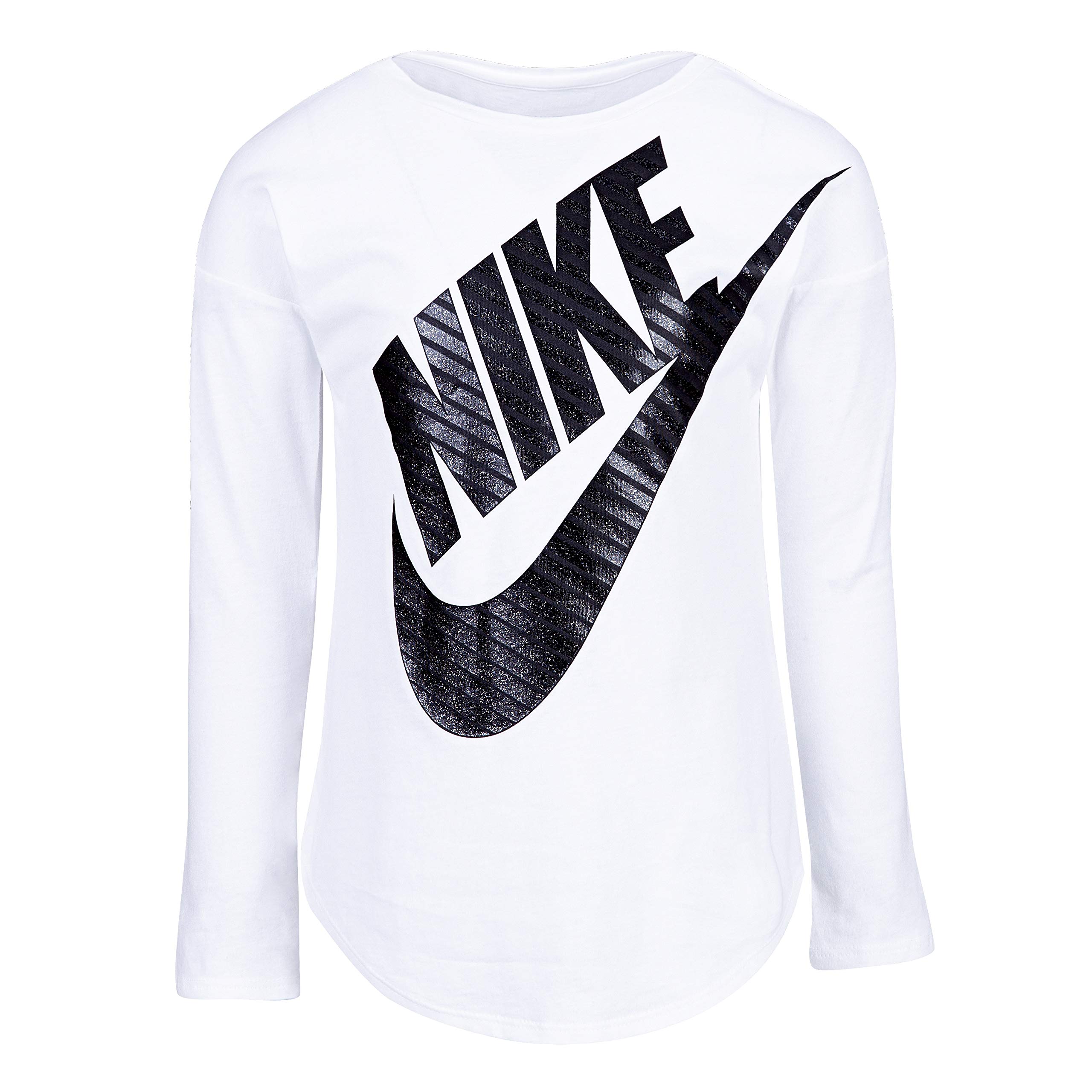 Nike Girls' Little Long Sleeve Sportswear Graphic T-Shirt, Black, 4