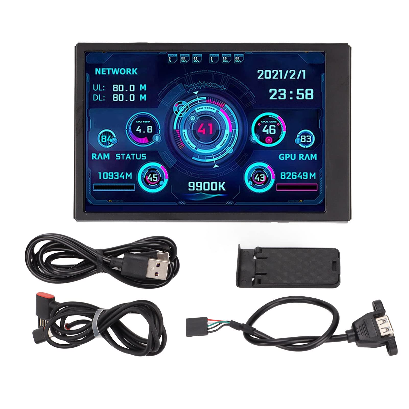 Zunate 3.5 inch Small Mini Monitor, Screen Extender with Adjustable Brightness, 360 Degree Rotation IPS 320x480 Screen Portable PC Temperature Monitor for PC ARGB Computer Case