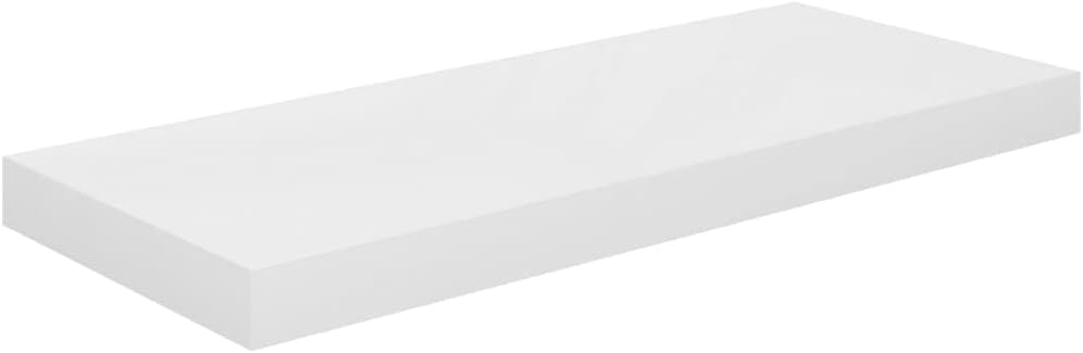 vidaXL Set of 4 High Gloss White Floating Shelves - Durable Honeycomb MDF with Metal Frame - 23.6"x9.3"x1.5"
