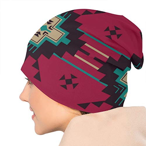 Native Southwest American Indian Aztec Navajo Knit Beanie Hat Cap Winter Caps Hats Cuffed Plain Skull Cap for Men Women