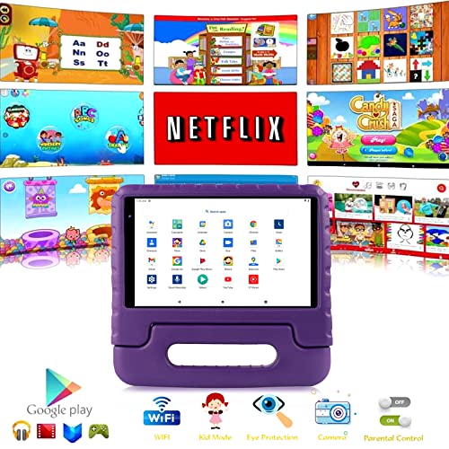 WOZIFAN Kids Tablet 8 Inch, Android 11 Tablet for Kids, Eye Protection Screen, Parental Control, Educational Game, Toddler Tablet with Quad Core 2GB + 32GB, Dual Camera, WiFi, Kid Proof Case - Purple