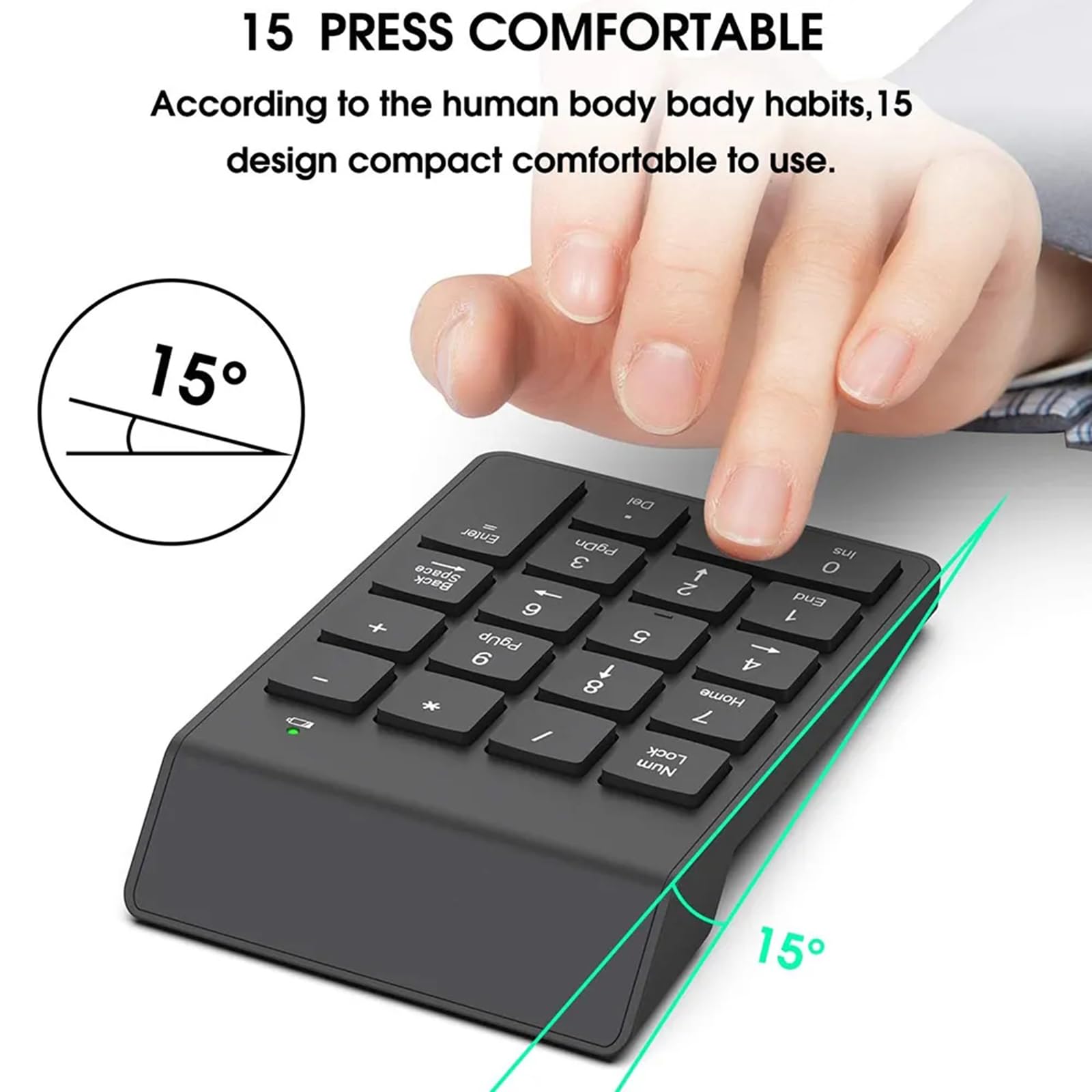 NOOX Efficient Wireless Numpad Numeric Keypad Number Pad for Laptops Computer Desktop Office Accessories Financial Accounting - 10 Key Number Numpad for Business and Everyday Use