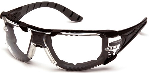 Pyramex Endeavor Plus Safety Glass Black/Gray Frame With Foam Padding Clear H2MAX Anti-fog Lens
