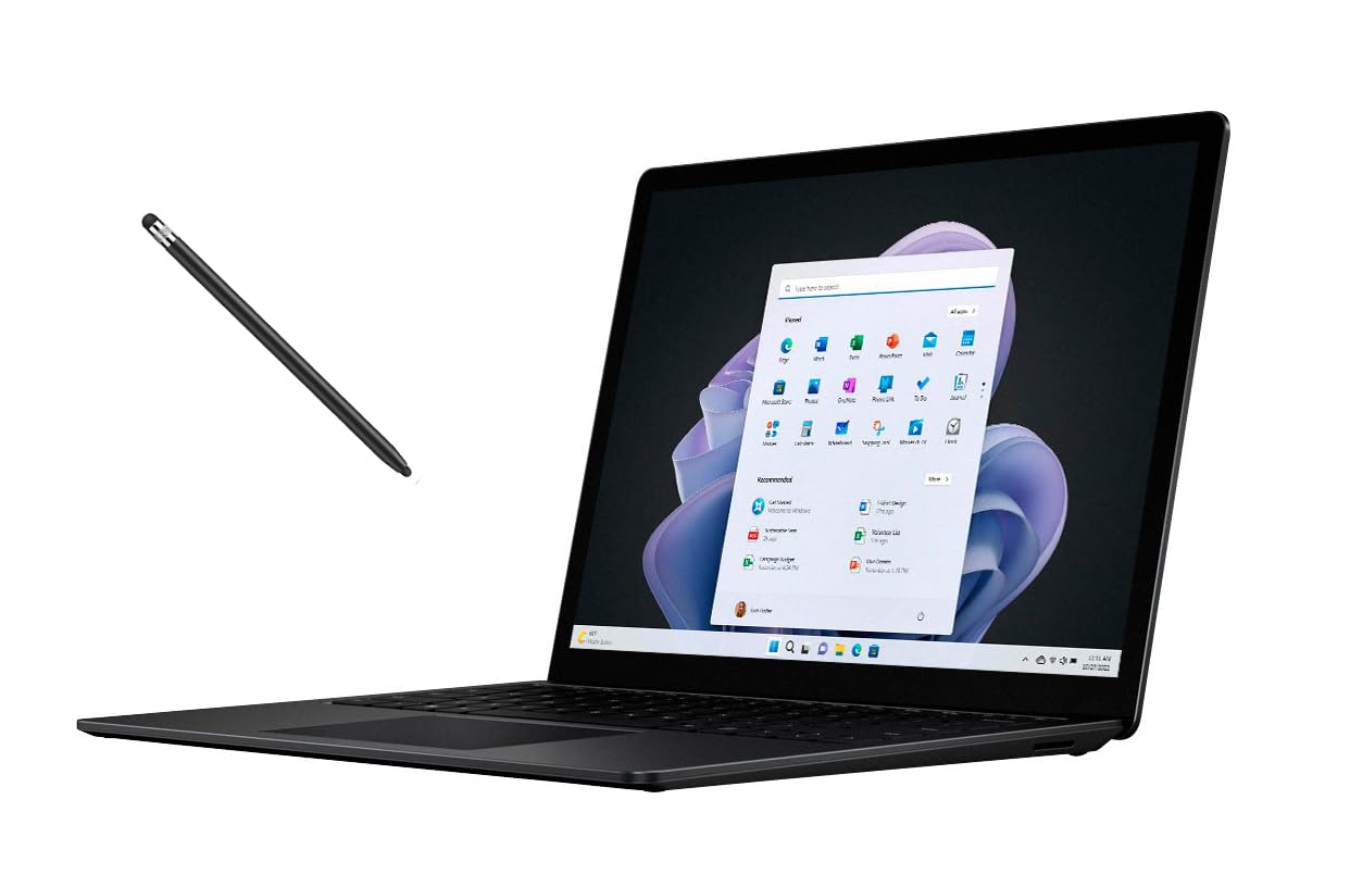 Microsoft Surface Laptop 5, 15.6" FHD Touchscreen, Backlit, Intel Core i7-1255U (10-core up tp 4.70 GHz), Intel Iris Xe Graphics, 8GB DDR5 RAM, 512GB SSD, Windows 11 Pro, Black, with MTC Stylus Pen