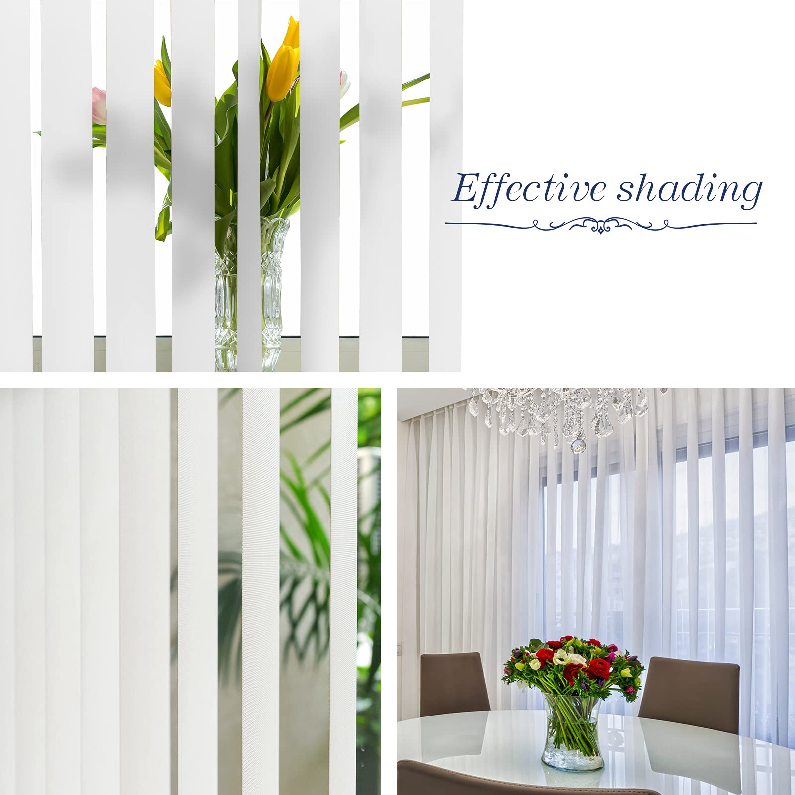 Nuanchu 5 PCS Vertical Blind Replacement Slats PVC Vertical Blind Slats Replacement Parts and 30 Pieces Clear Vertical Blind Repair Tabs Blind Repair Fixers for Sliding Door Window (White)