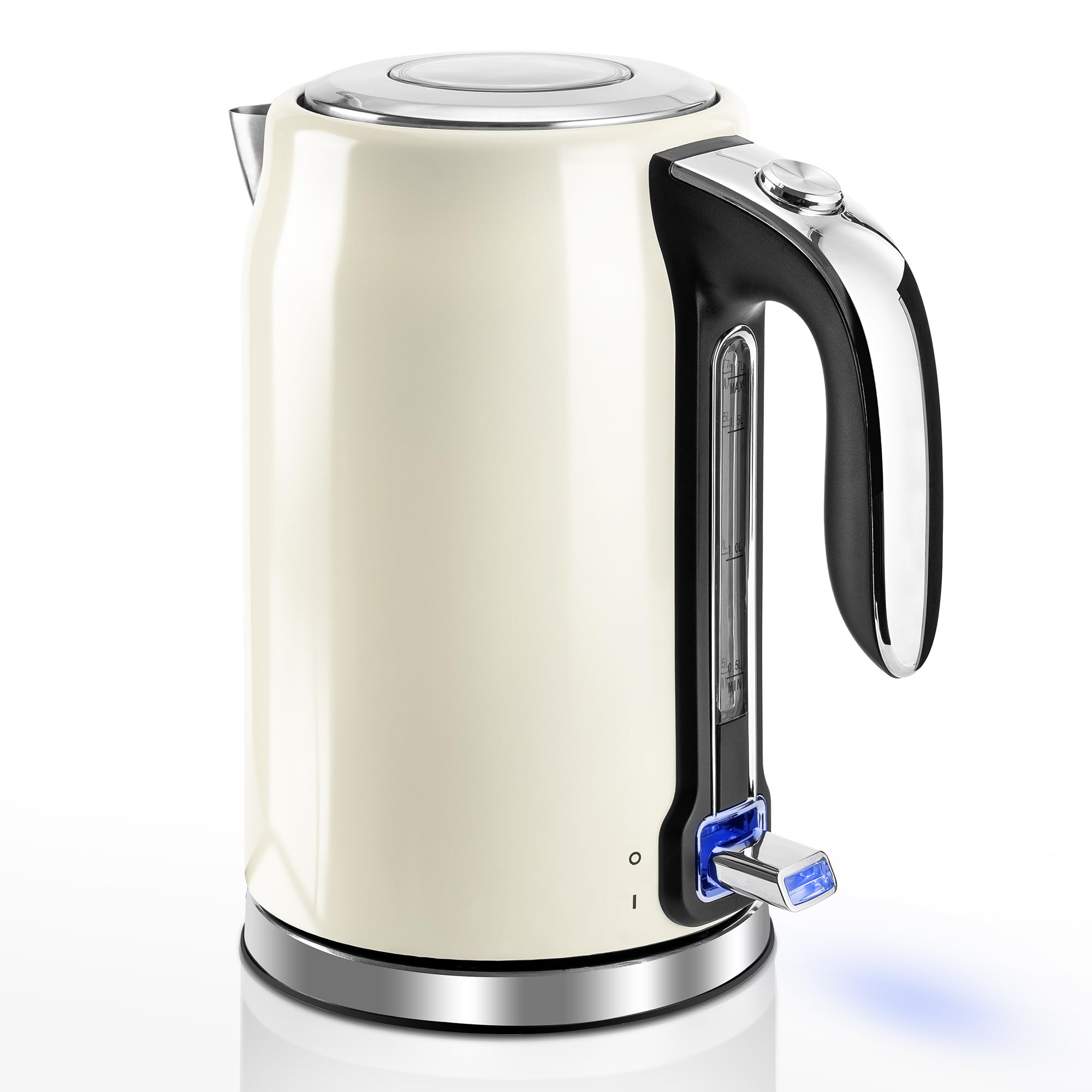 Pukomc Electric Kettle - 1.7L Hot Water Boiler - Stainless Electric Tea kettle with Water Window, Auto Shut-Off and Boil-Dry Protection