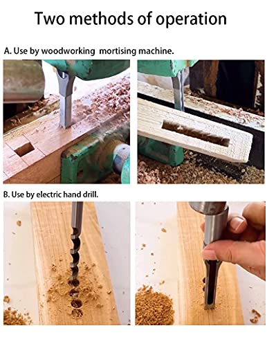 WSOOX Square Hole Drill Bits for Wood, Woodworking Hole Saw Mortising Chisel Drill Bits (Size: 1/4 inch, 5/16 inch, 3/8 inch, 1/2 inch)