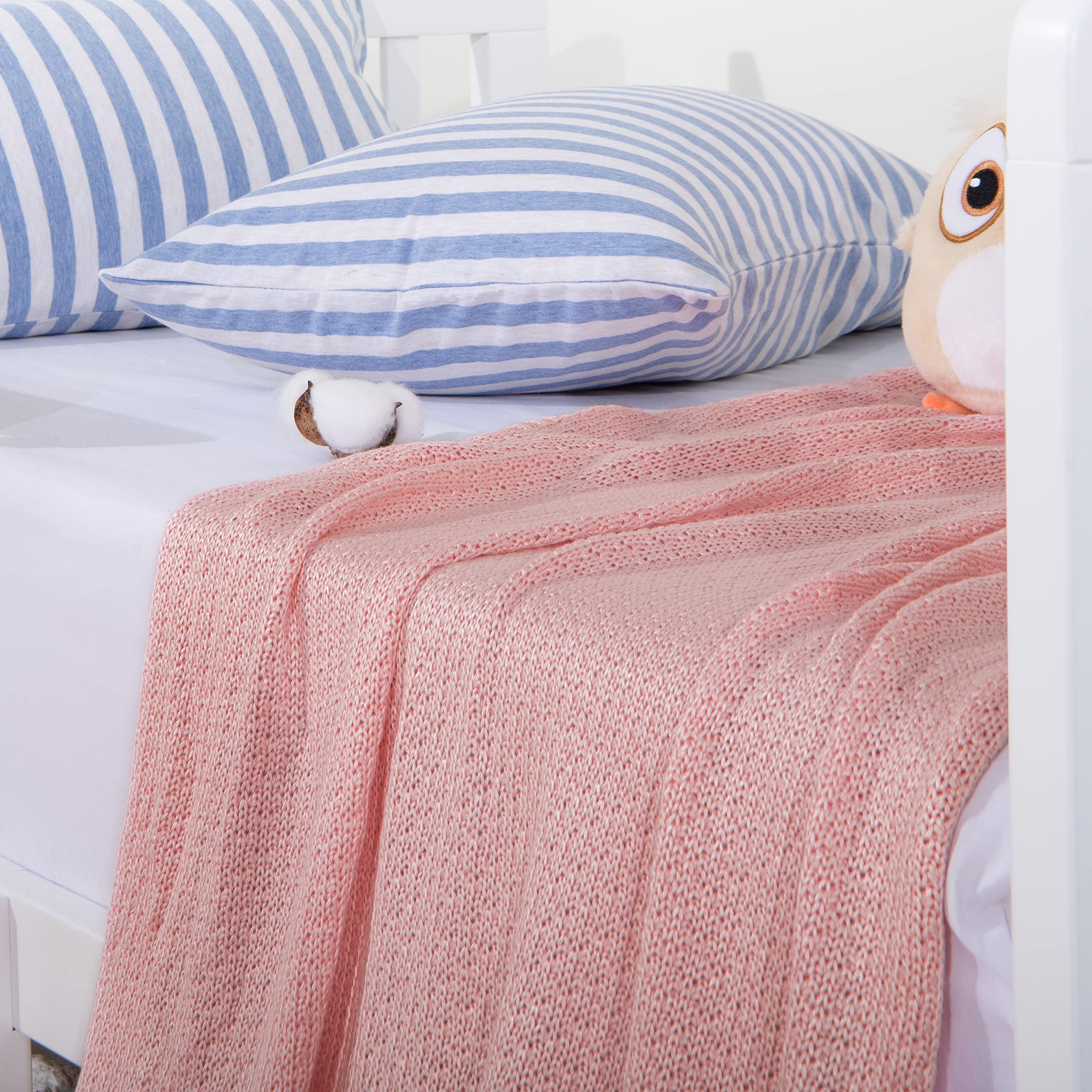 NTBAY Cooling Baby Blanket - Cable Knit Toddler Blanket - Rayon Derived from Bamboo, Soft and Breathable 30x40 Blanket, 30x40 Inches, Pink