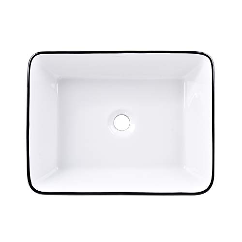 Puluomis 24β Bathroom Vanity Sink Combo Black Cabinet Vanity and White Ceramic Vessel Sink with ORB Faucet & Pop Up Drain