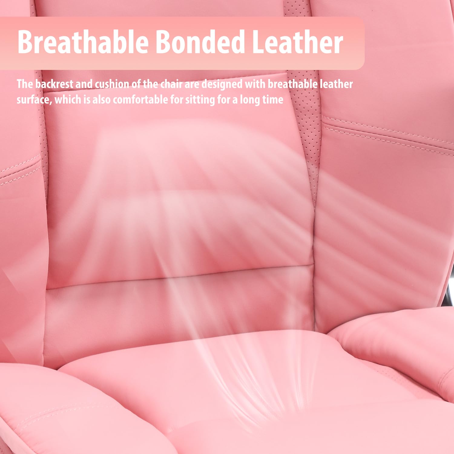REFICCER Pink Office Chair, Ergonomic High Back Executive Office Desk Chairs for Women, 90°-120° Rocking Computer Chair with Wheels, Swivel Lumbar Support Home Office Desk Chair